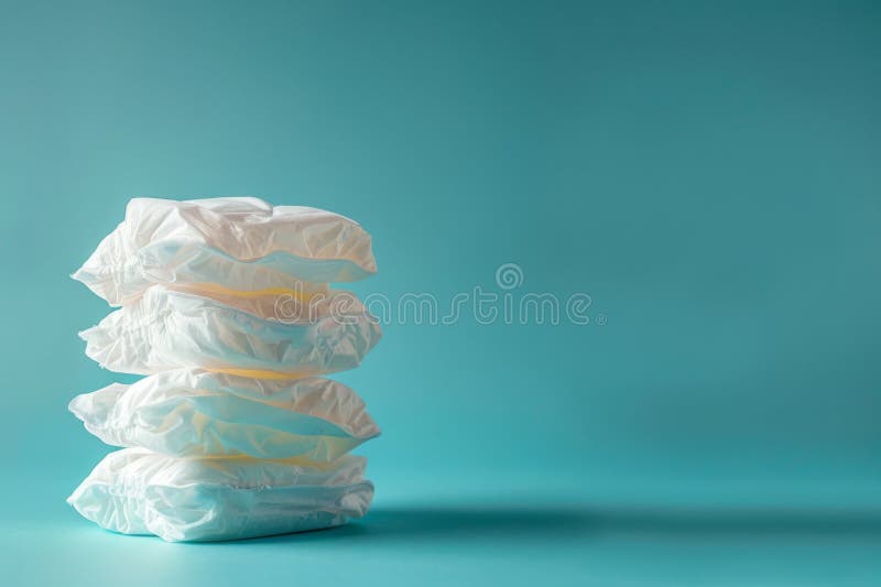Stack of White Soft Baby Diapers Stock Image - Image of background ...
