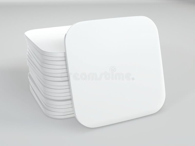 Stack of White Square Coasters. Mock Up Template for Your Design Stock ...