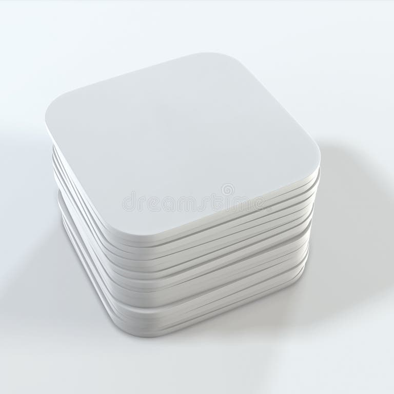 Stack of White Square Coasters. Mock Up Template for Your Design Stock ...