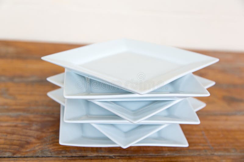 Stack of White Square Plates Stock Image - Image of ceramic, equipment ...