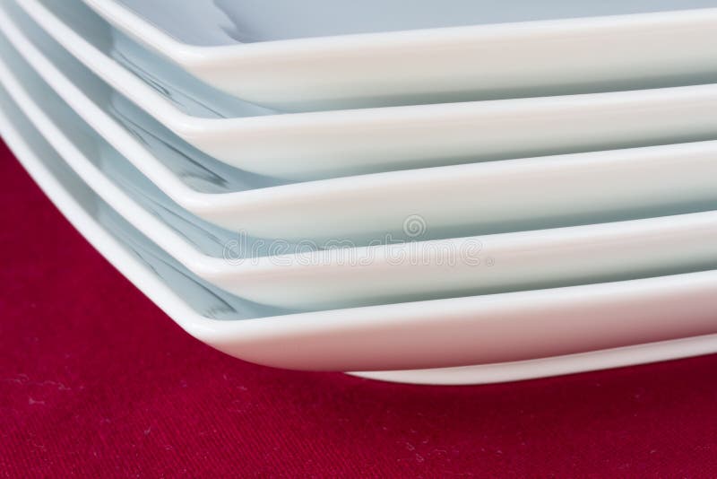 Stack of White Square Plates Stock Image - Image of flatware, brunch ...
