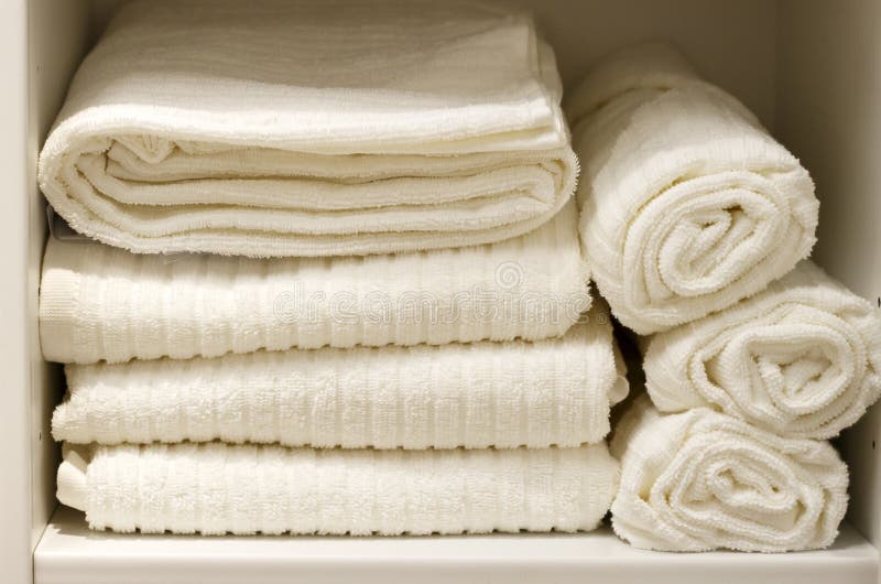 Stack of White Terry Towels Front View, Close-up Stock Image - Image of ...