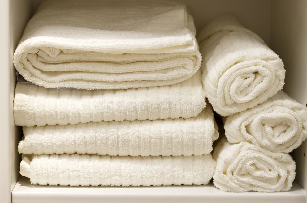 Stack of White Terry Towels Front View, Close-up Stock Image - Image of ...