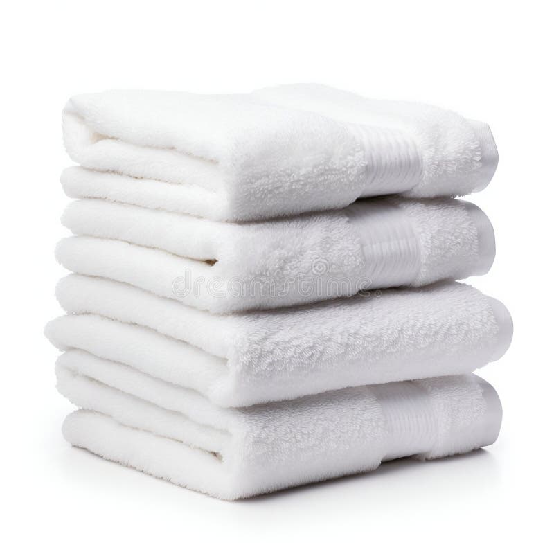 Stack of White Towels on White Background. Generative Ai Stock ...