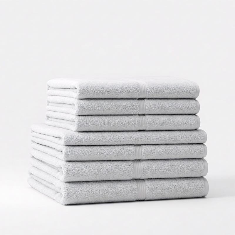 Stack of White Towels, Isolated Stock Photo - Image of cotton ...