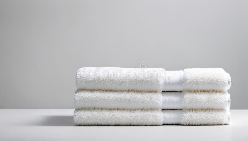 A Stack of White Towels on a White Surface Stock Illustration ...