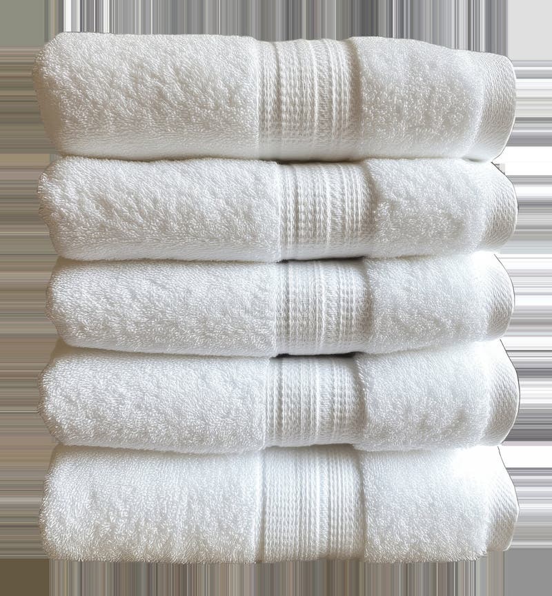 Stack of White Towels with Textured Design, Freshness and Hygiene ...