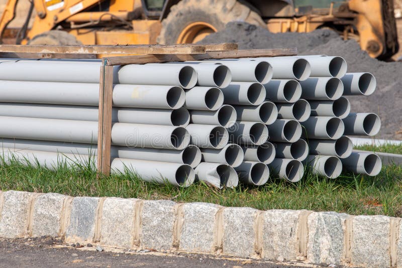Stack White Water Pipes Paving Block Stock Photos - Free & Royalty-Free ...