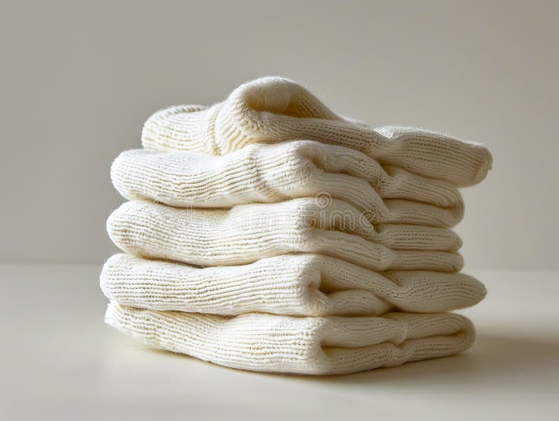 A Stack of White Wool Socks on a White Surface Stock Photo - Image of ...