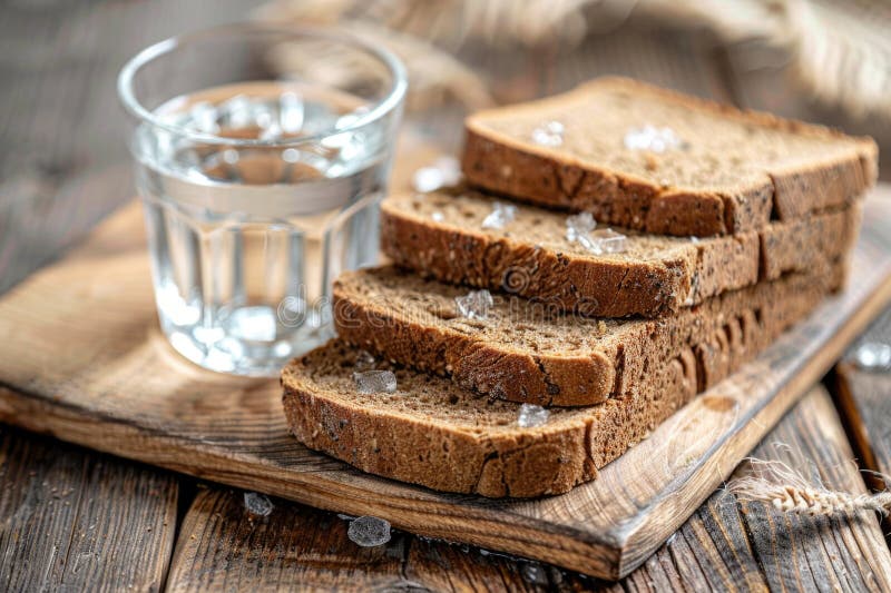 Stack of Whole Grain Bread with Seeds on Rustic Wooden Table beside a ...