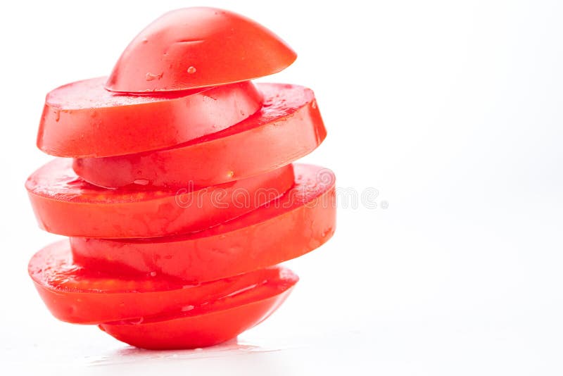 Stack of Whole Red Tomato Sliced Stock Photo - Image of group, health ...
