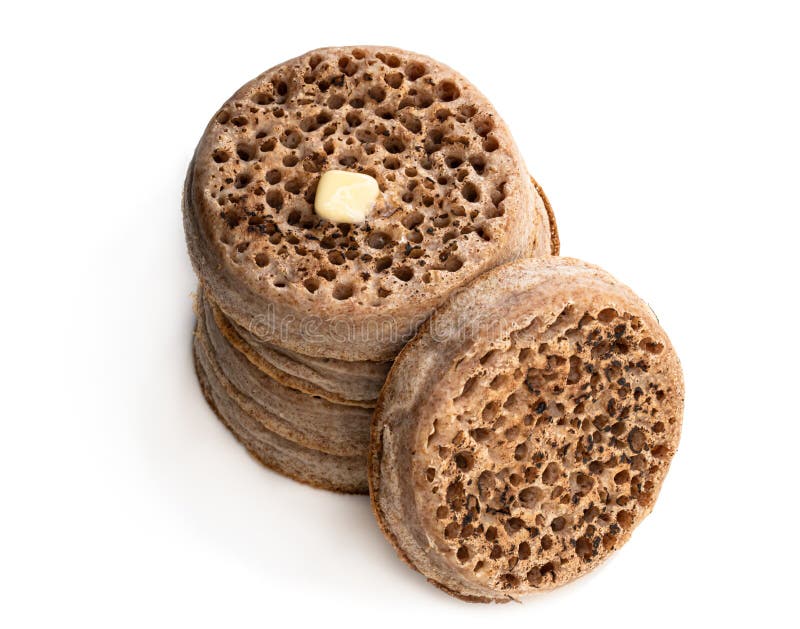 Stack of Wholemeal Crumpets Isolated on White Background Stock Image ...