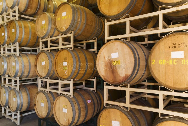 Stack of Wine Casks in Rows Stock Photo - Image of maturation ...
