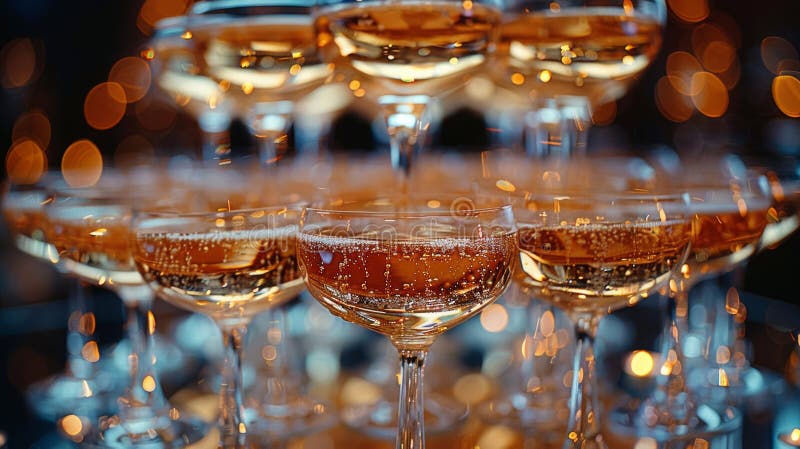 Stack of Wine Glasses on Table Stock Image - Image of generative ...