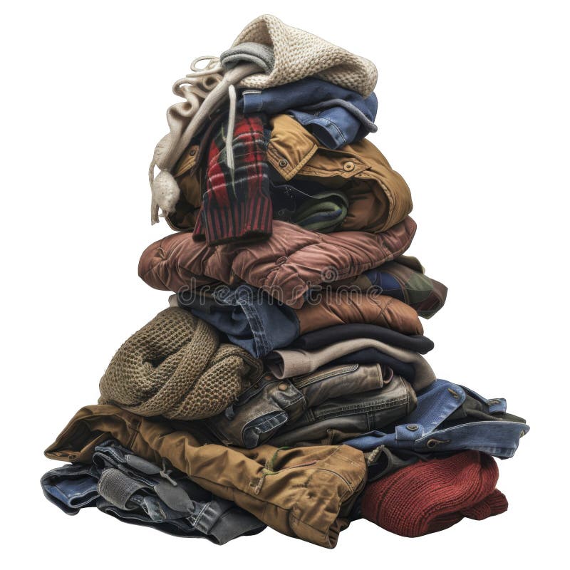 Stack of Winter Clothing Items Stock Image - Illustration of white ...