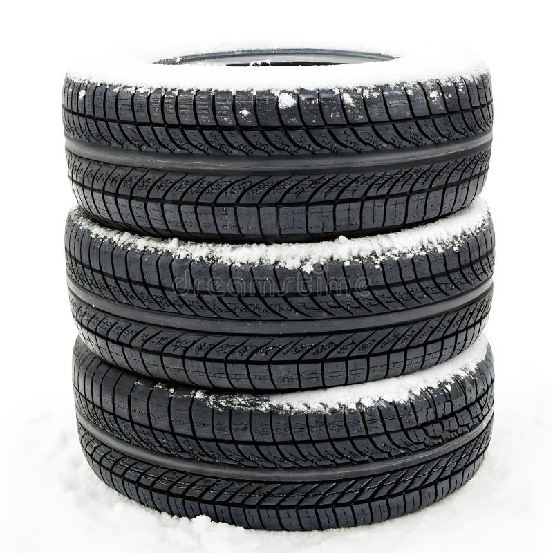 Stack of Winter Tires Isolated on White Background Stock Illustration ...