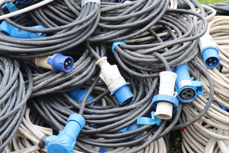 Stack of Wires and Industrial Type Sockets Sockets Stock Photo - Image ...