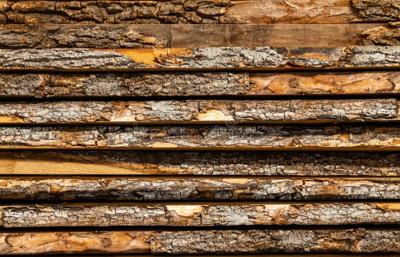 Stack of Wood. Detail of the Bark of Cut Tree Trunks. Woodpile ...