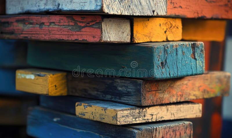 A Stack of Wood with Different Colors Stock Image - Image of wood ...