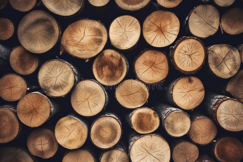 Stack of Wood Logs in the Forest, Woodpile Texture Background Stock ...