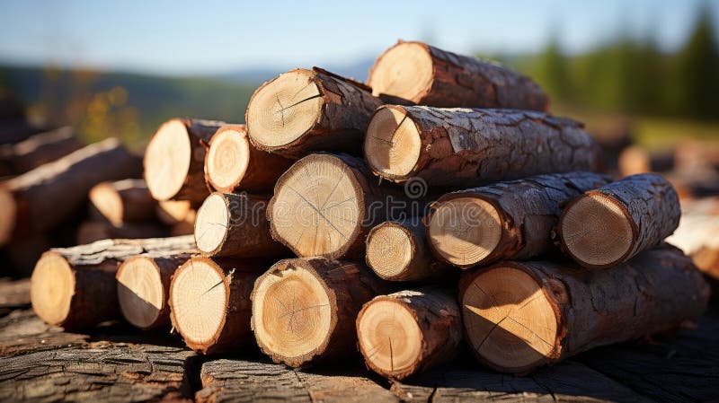 A Stack of Wood Logs. Generative AI. Stock Illustration - Illustration ...