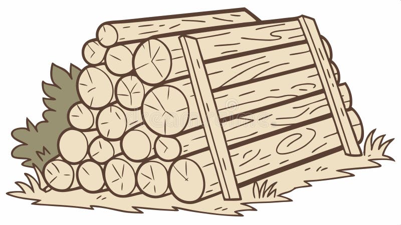 Stack of Wood Logs, Rustic and Natural Material Design. Vector Design ...