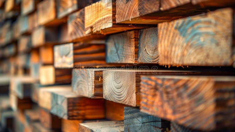 Stack of Wood Lumber in Workshop. Generative Ai Stock Illustration ...