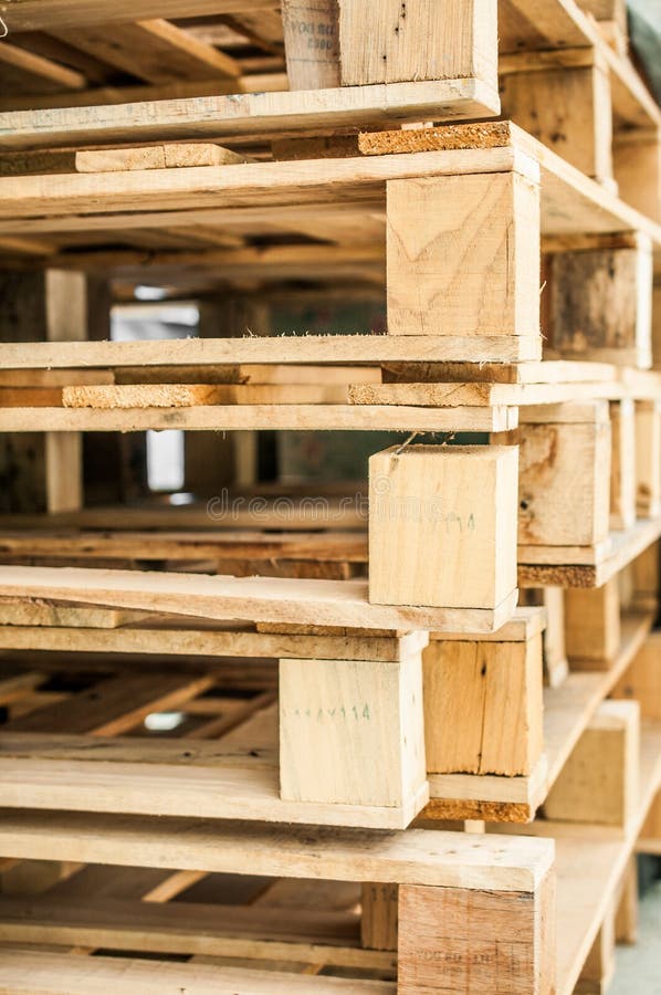 Stack of Wood Pallet Closeup Stock Photo - Image of factory, packaging ...