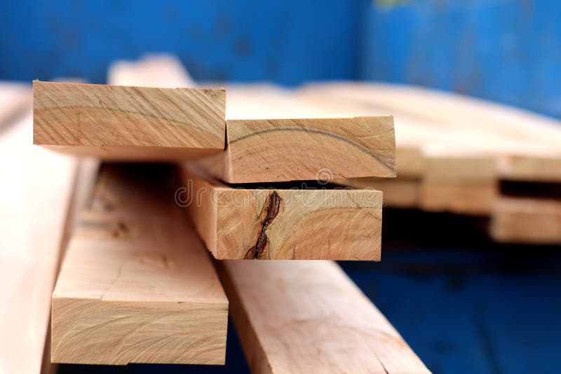 Stack of Wood Planks for Construction Stock Photo - Image of machine ...