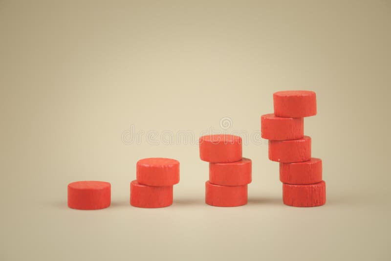 Stack of Wood Red Toy Blocks Like Bar Graph Symbolizing Sales Growth ...