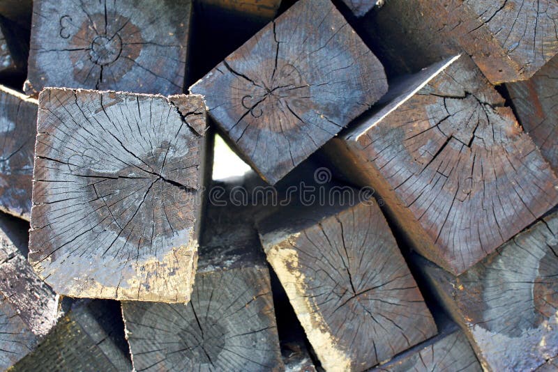 A Stack of Wood Sleeper Close-up Stock Image - Image of textured, plank ...