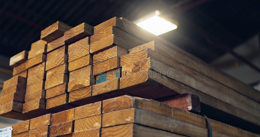 Stack, Wood and Storage in Empty Workshop for Furniture Manufacturing ...