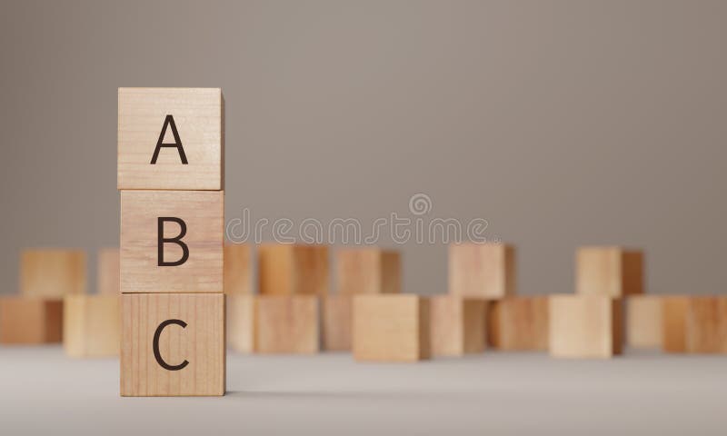 Stack of Wood Tile Blocks with ABC Sign, Stock Illustration ...