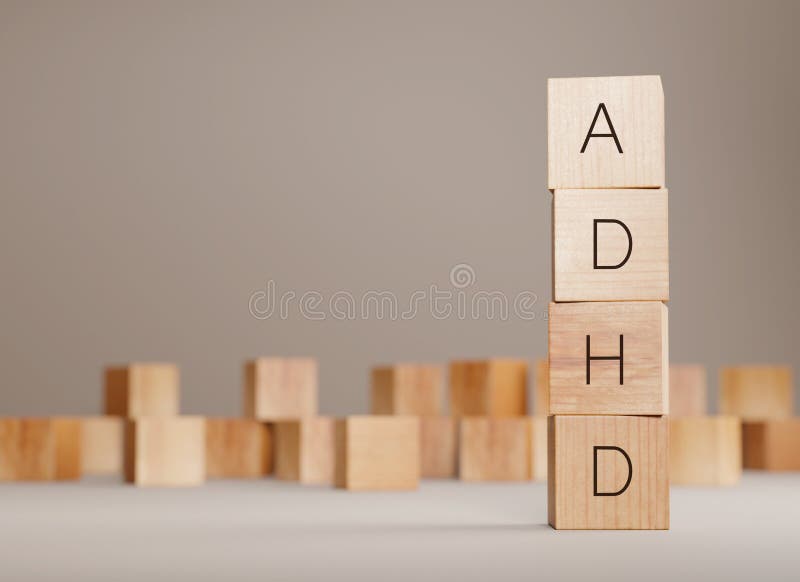 Stack of Wood Tile Blocks with Letters ADHD, Stock Illustration ...