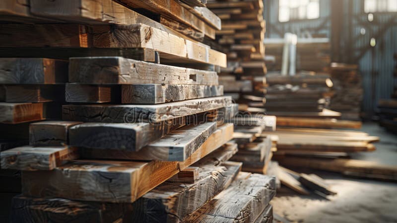 A Stack of Wood in a Warehouse Stock Image - Image of palette, lumber ...
