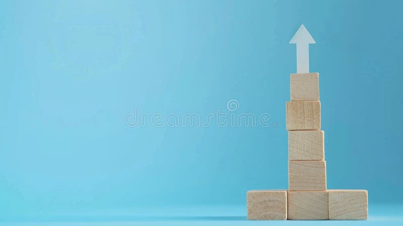 A Stack of Wooden Blocks with an Arrow on Top. Perfect for Business and ...