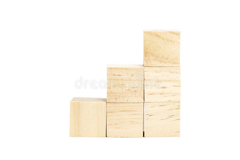 Stack of Wooden Blocks in Ascending Order on White Stock Image - Image ...