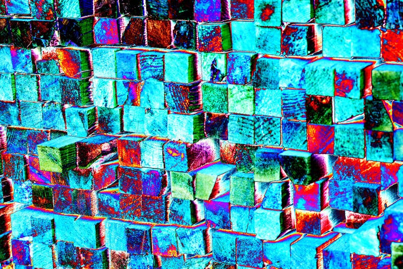 Stack of Wooden Blocks. Changed Color Scheme. Colorful Background. Tree ...