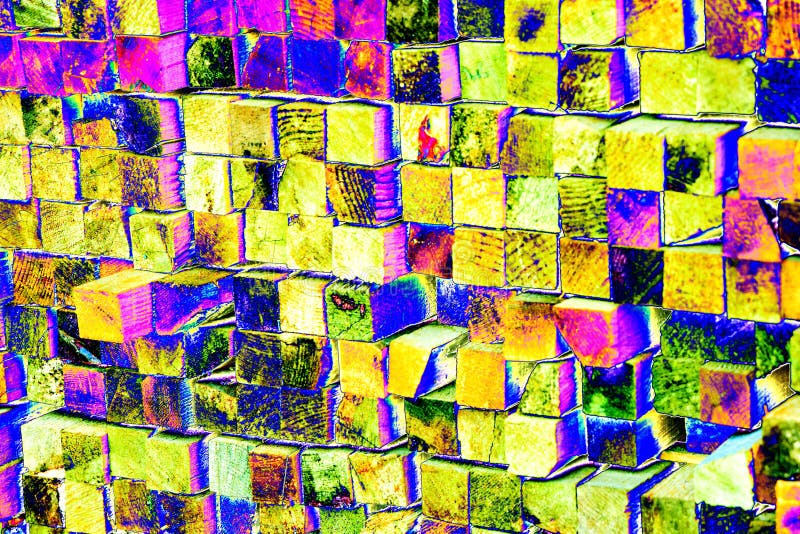 Stack of Wooden Blocks. Changed Color Scheme. Colorful Background. Tree ...