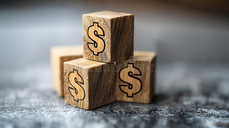 Stack of Wooden Blocks with Dollar Signs Symbolizing Financial Growth ...