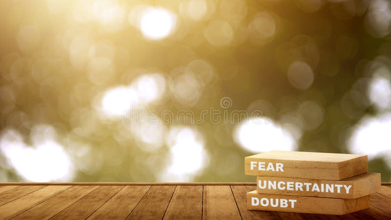 Stack of Wooden Blocks with Fear Uncertainty Doubt Text Stock Image ...