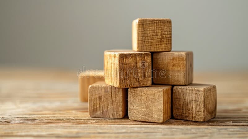 Wooden Blocks Stacked on a Table Stock Image - Image of organized ...