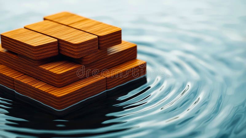 A Stack of Wooden Blocks Floating in the Water Stock Image - Image of ...