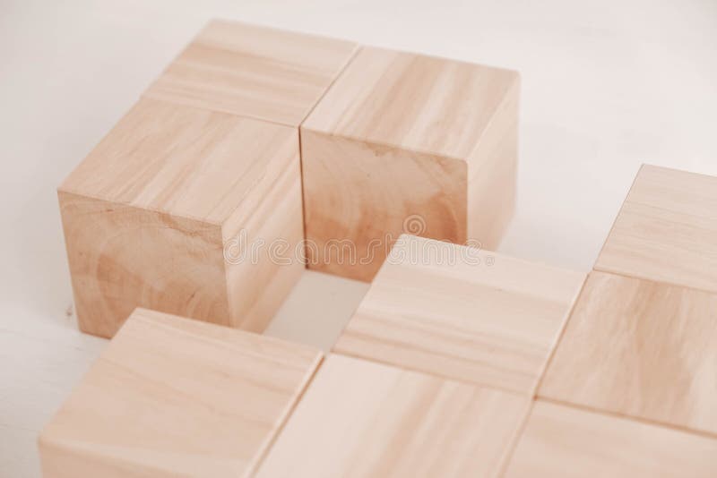 Stack Wooden Blocks from Natural Wood on a White Background. Copy ...