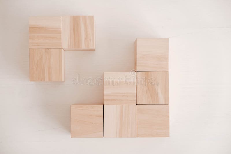 Stack Wooden Blocks from Natural Wood on a White Background. Top View ...