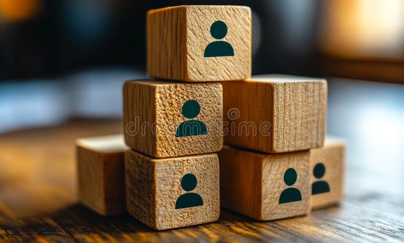 A Stack of Wooden Blocks with People on Them Stock Image - Image of ...