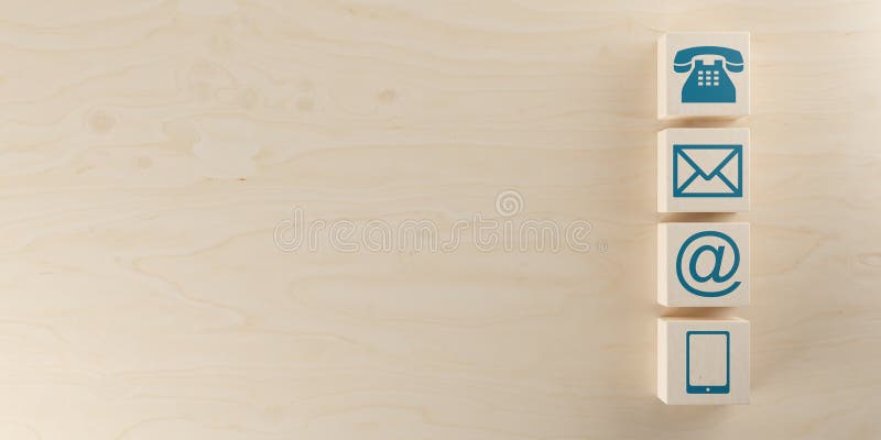 Stack of Wooden Blocks with Phone, Letter, E-mail and Smart Device ...