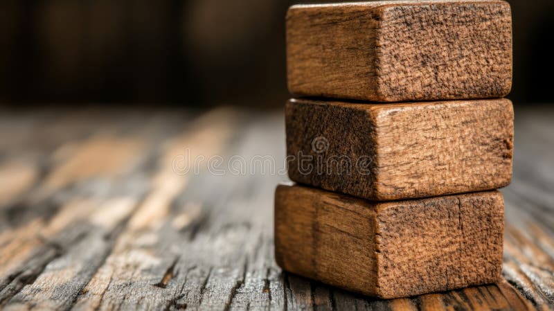 Stack of Wooden Blocks on Rustic Table, Building, Learning, and ...