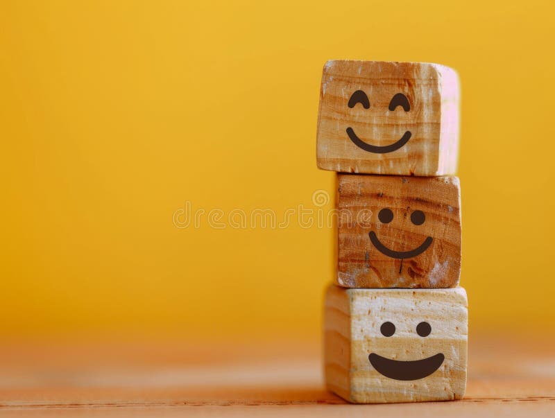 A Stack of Wooden Blocks with Smiley Faces Stock Photo - Image of face ...
