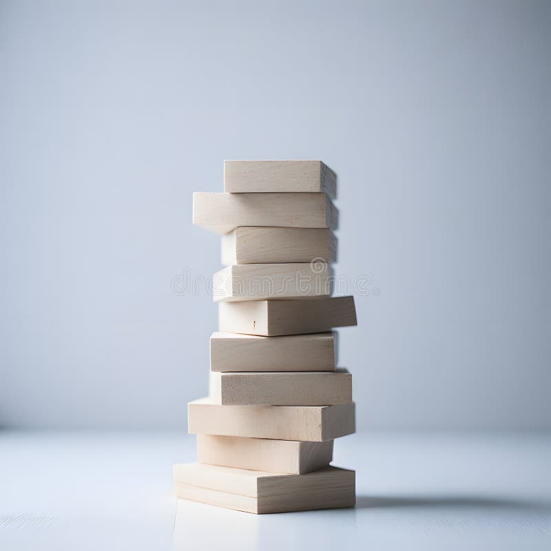 Stack of Wooden Blocks on a Table Stock Illustration - Illustration of ...